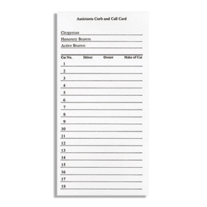 Funeral Curb Cards | Mooney Keehley Automobile Products